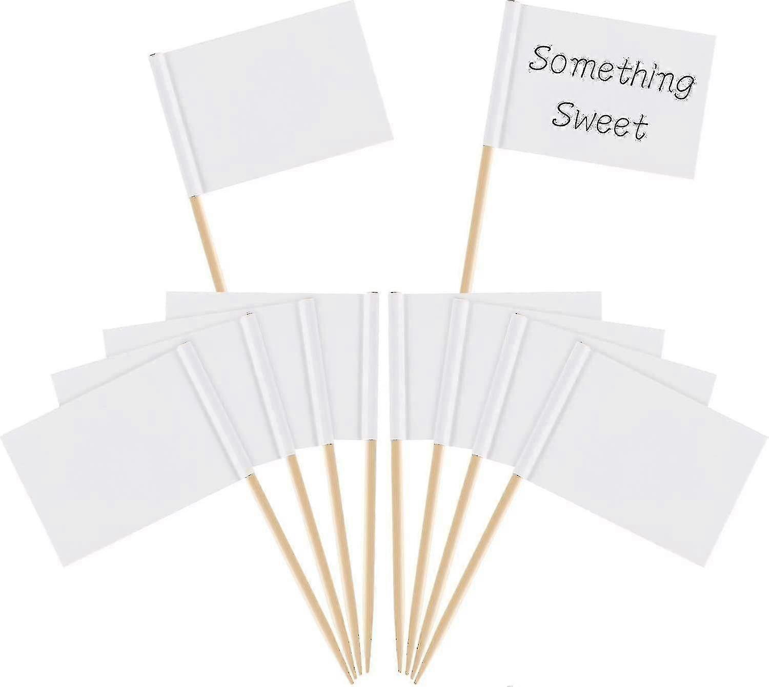 100 Pieces White Blank Toothpick Flags Cheese Markers Food Labels For ...
