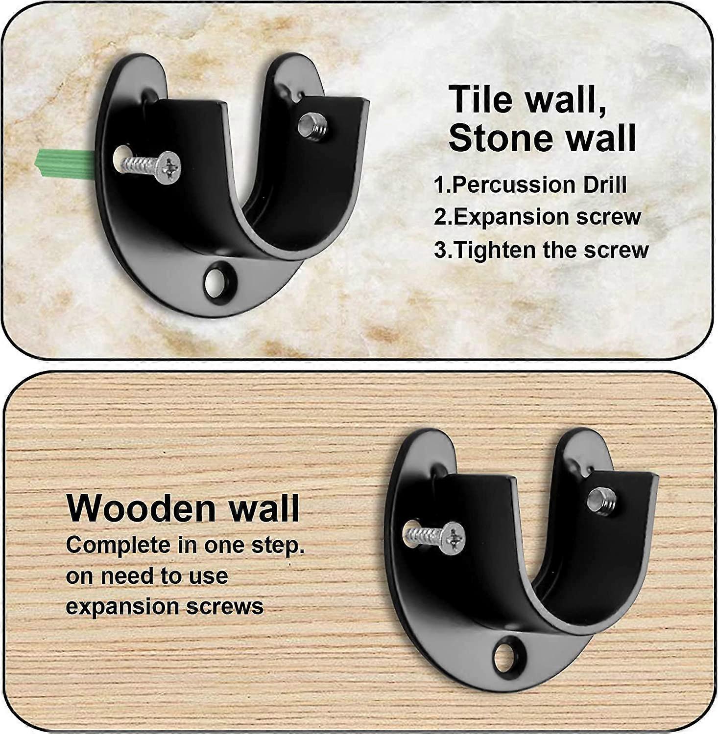 4Pcs U Shaped Curtain Rod, 25Mm Curtain Rod End Bracket, Stainless ...