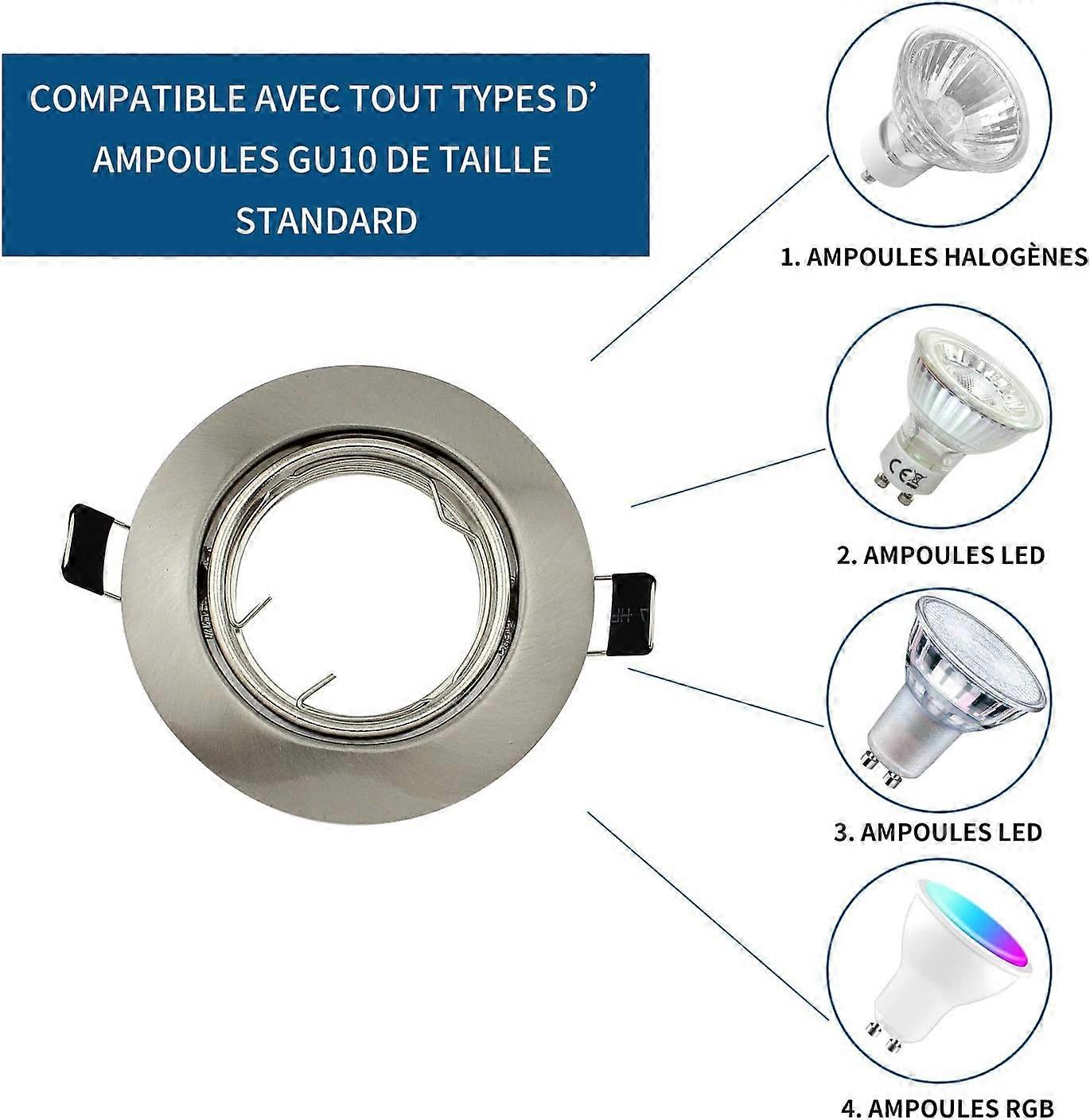 Set of 10 mounting frames for recessed spotlights, recessed spotlights ...