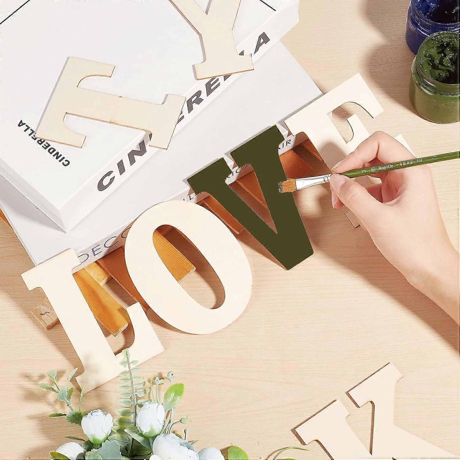 36pcs Wooden Craft Letters Numbers Set 2 Styles Capital A to Z Alphabet ...