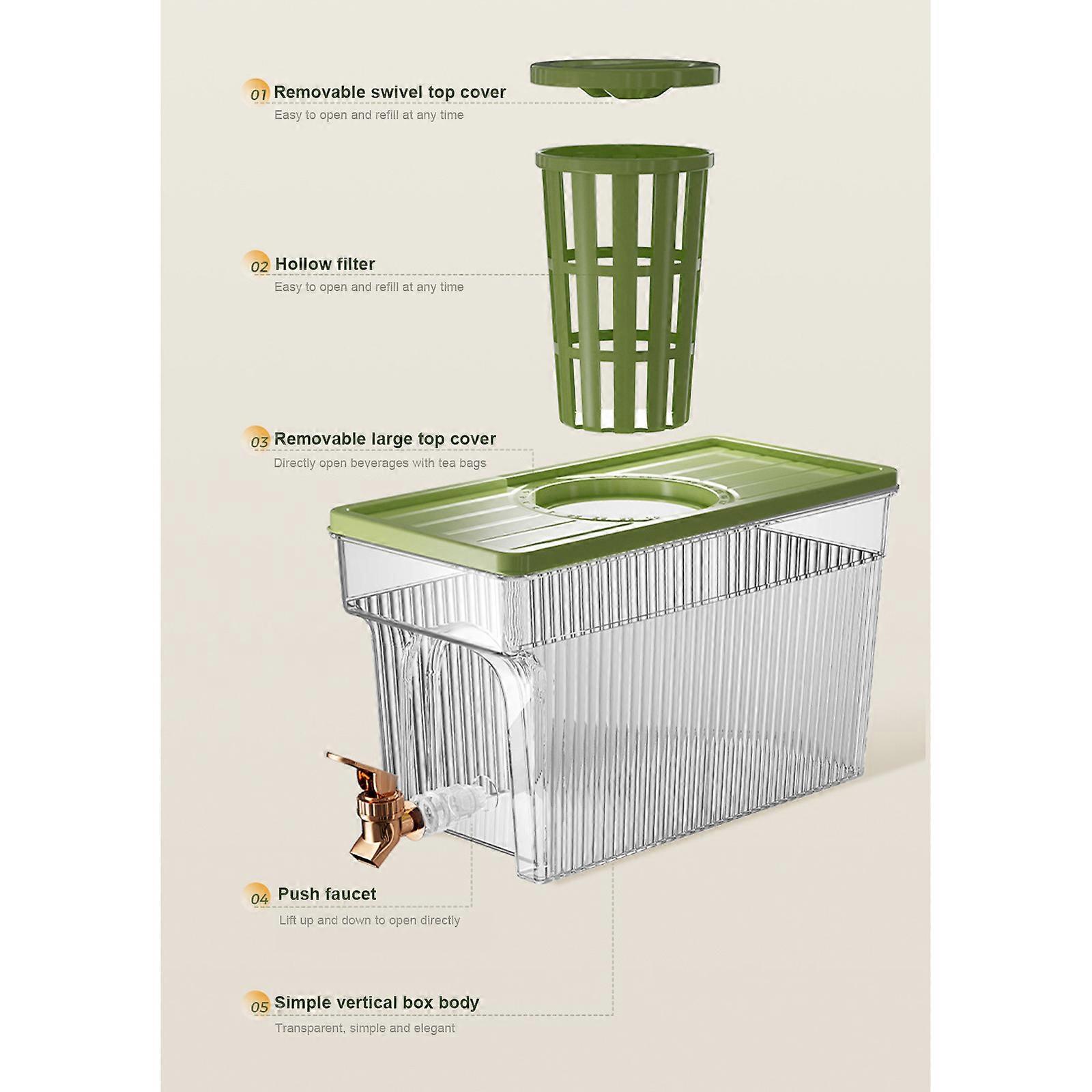 Plastic Water Pot Fridge Cabinet Kettle with Tap 3 L Ice Drinking ...