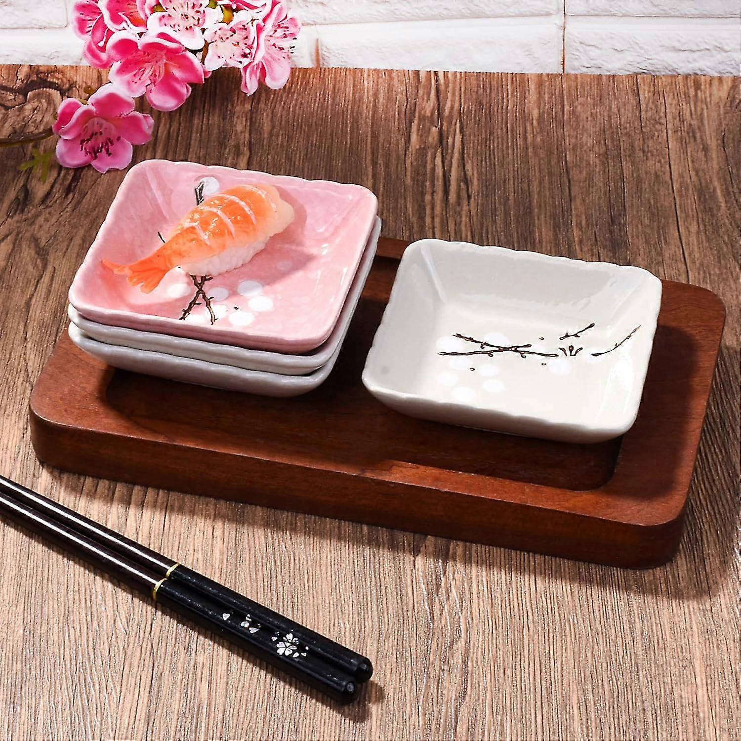 SBSG Ceramic Japanese Sauce Dish Set of 4 Creative Seasoning Sauce Dish ...