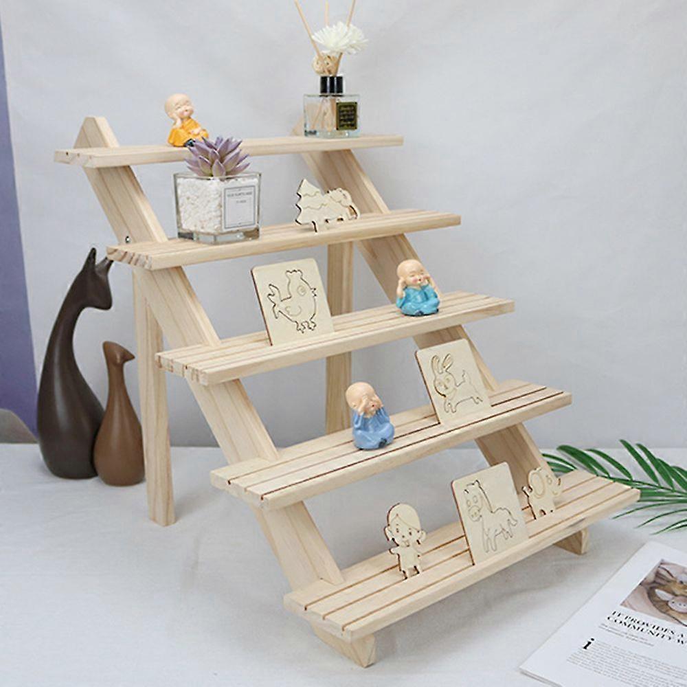 Multi-layer Desktop Storage Organizer Wooden Plant Stand Smooth Edge ...