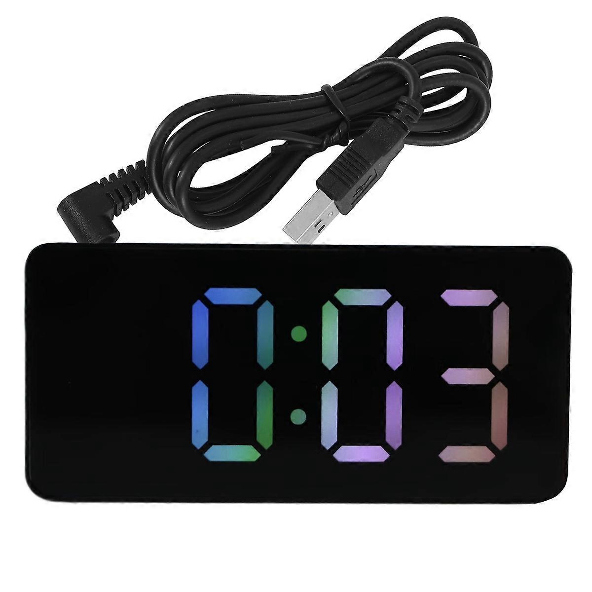 Rainbow Colored LED Digital Alarm Clock,Snooze, Adjustable Volume, Easy Operation, Outlet ...