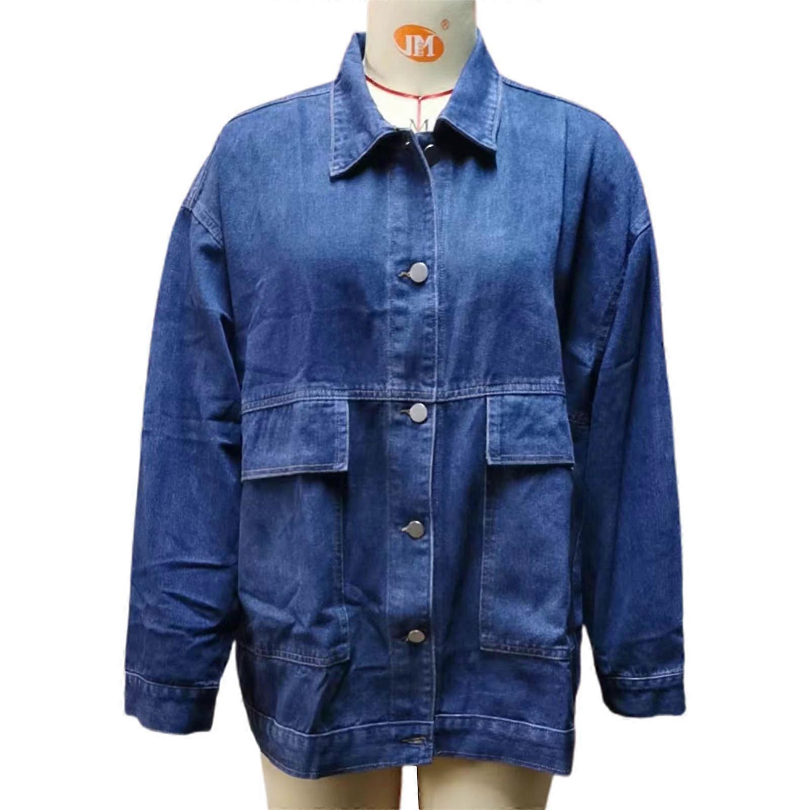 Women's Oversized Jean Jacket Fashion Boyfriend Button Down Washed ...