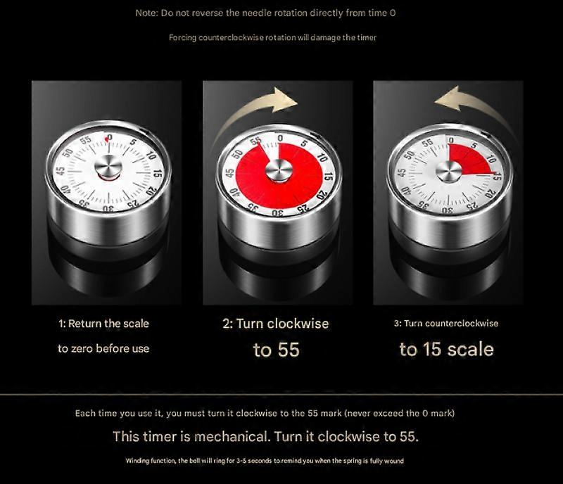 Mechanical Kitchen Timer White Kitchen Magnetic Time Manager Stainless ...