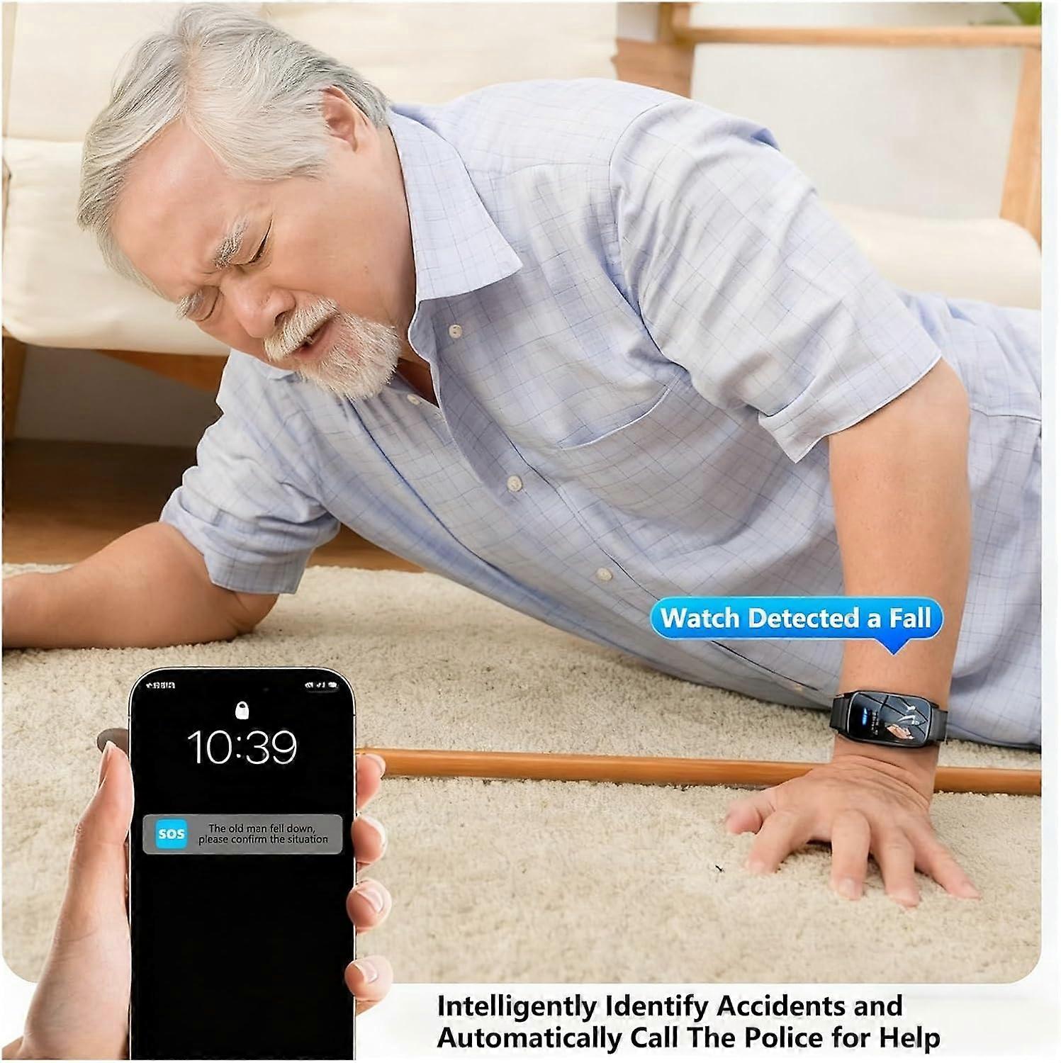 Senior Fall Detection Smart Watch With GPS SOS Health Monitoring IP67 ...