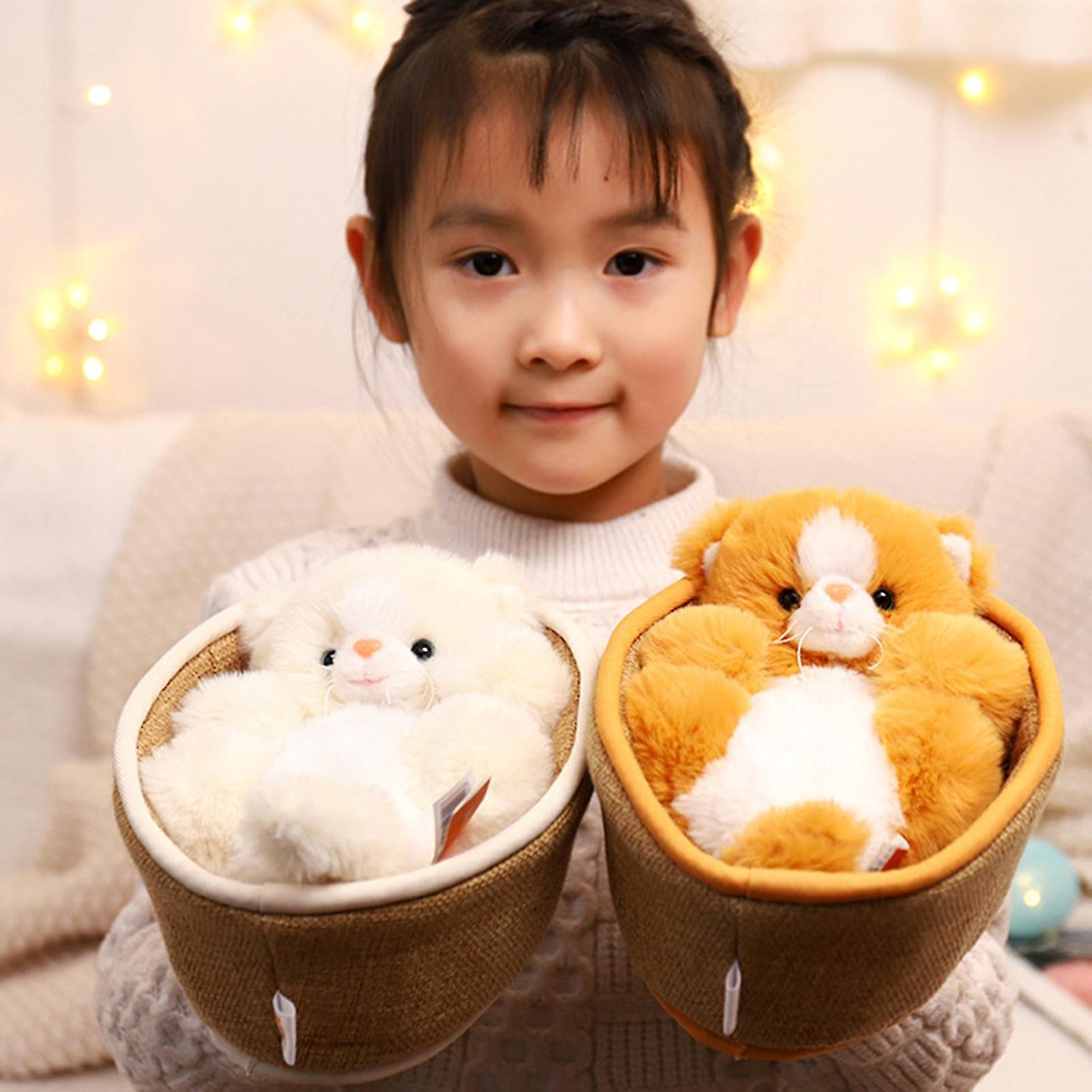 21cm Basket Cat Doll Lovely Simulation Kitten Doll Plushies Soft ...