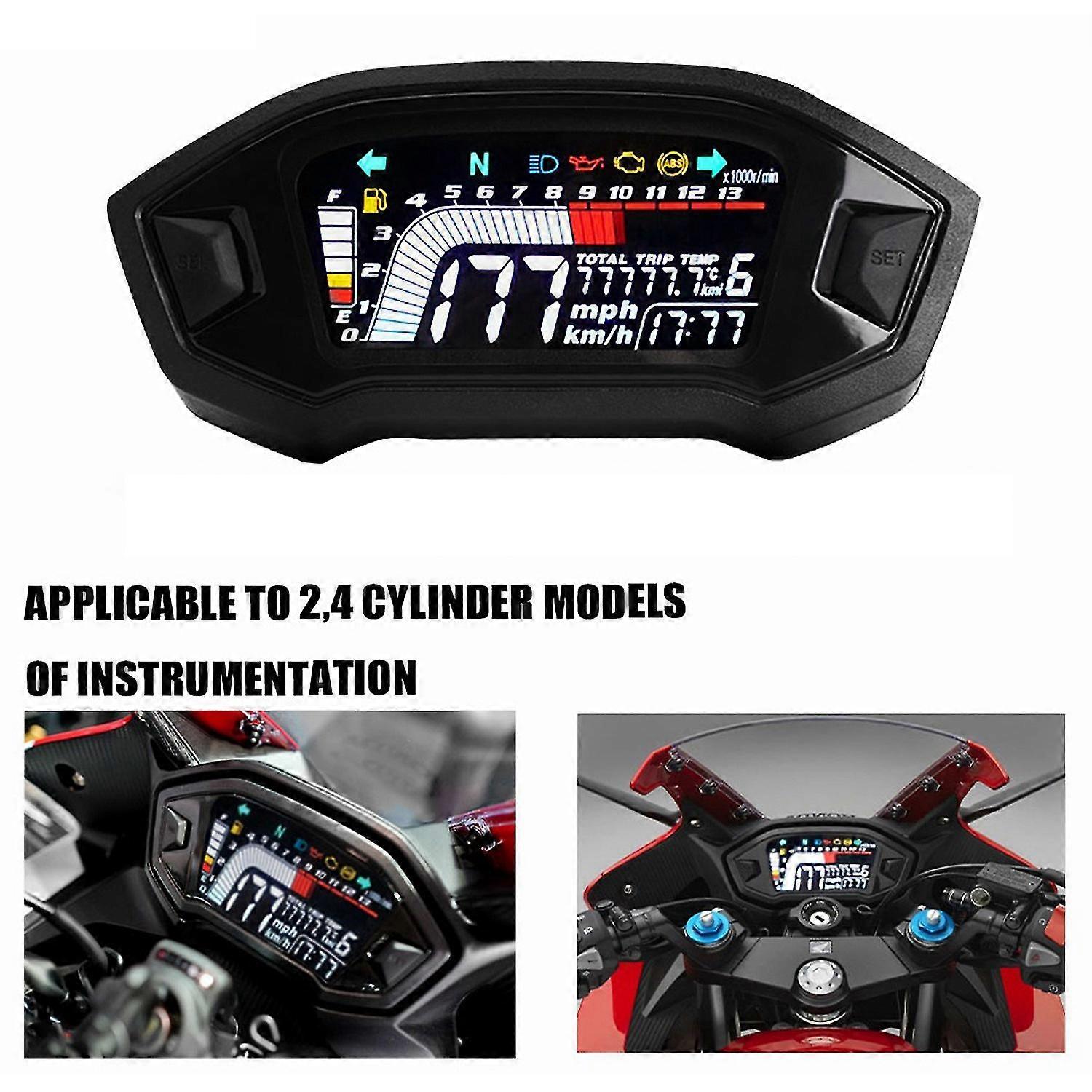Universal Motorcycle Lcd Digital Speedometer 13000rpm Backlight Digital ...