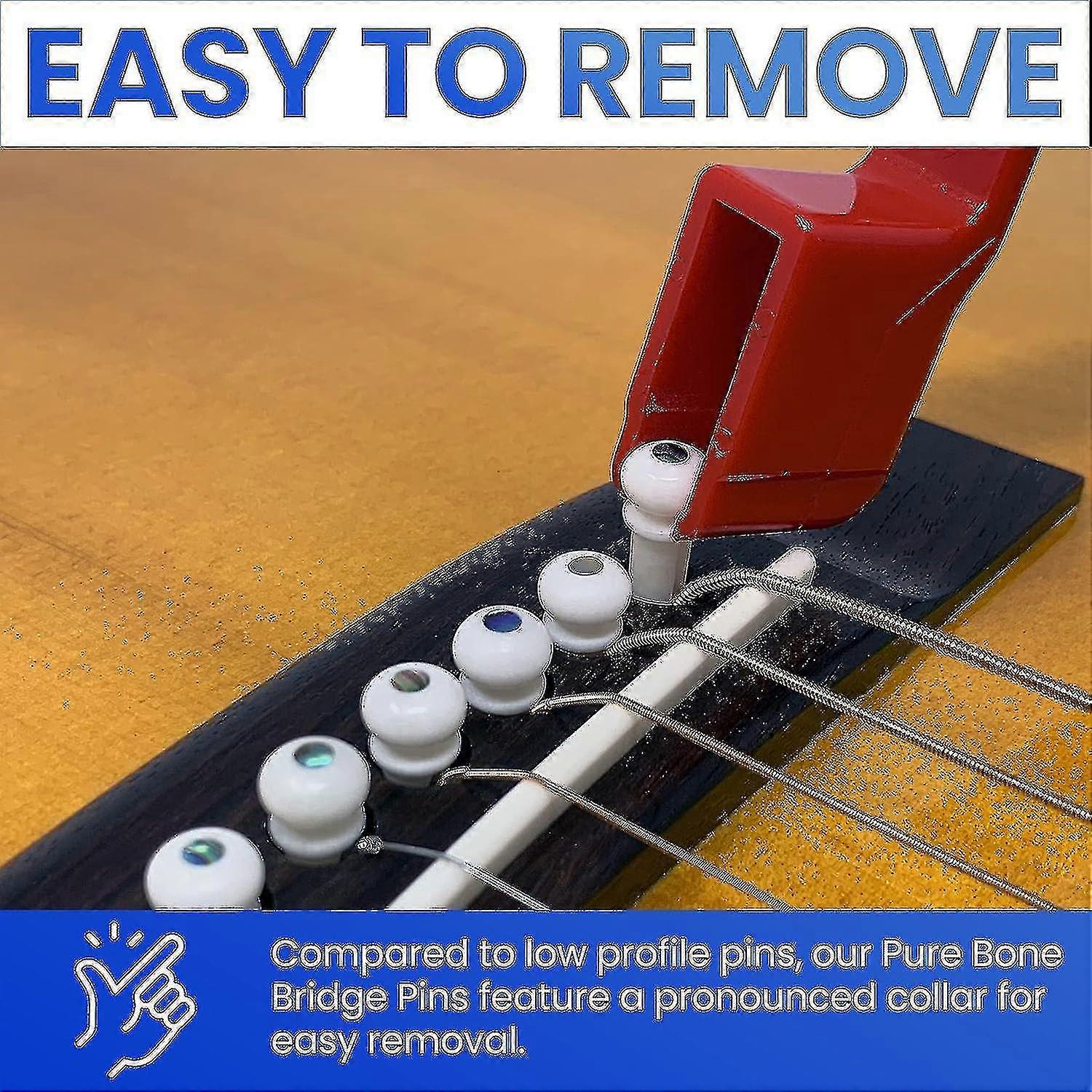 Pure Bone Bridge Pins With Abalone Dot Inlay For 6 & 12 String Acoustic ...