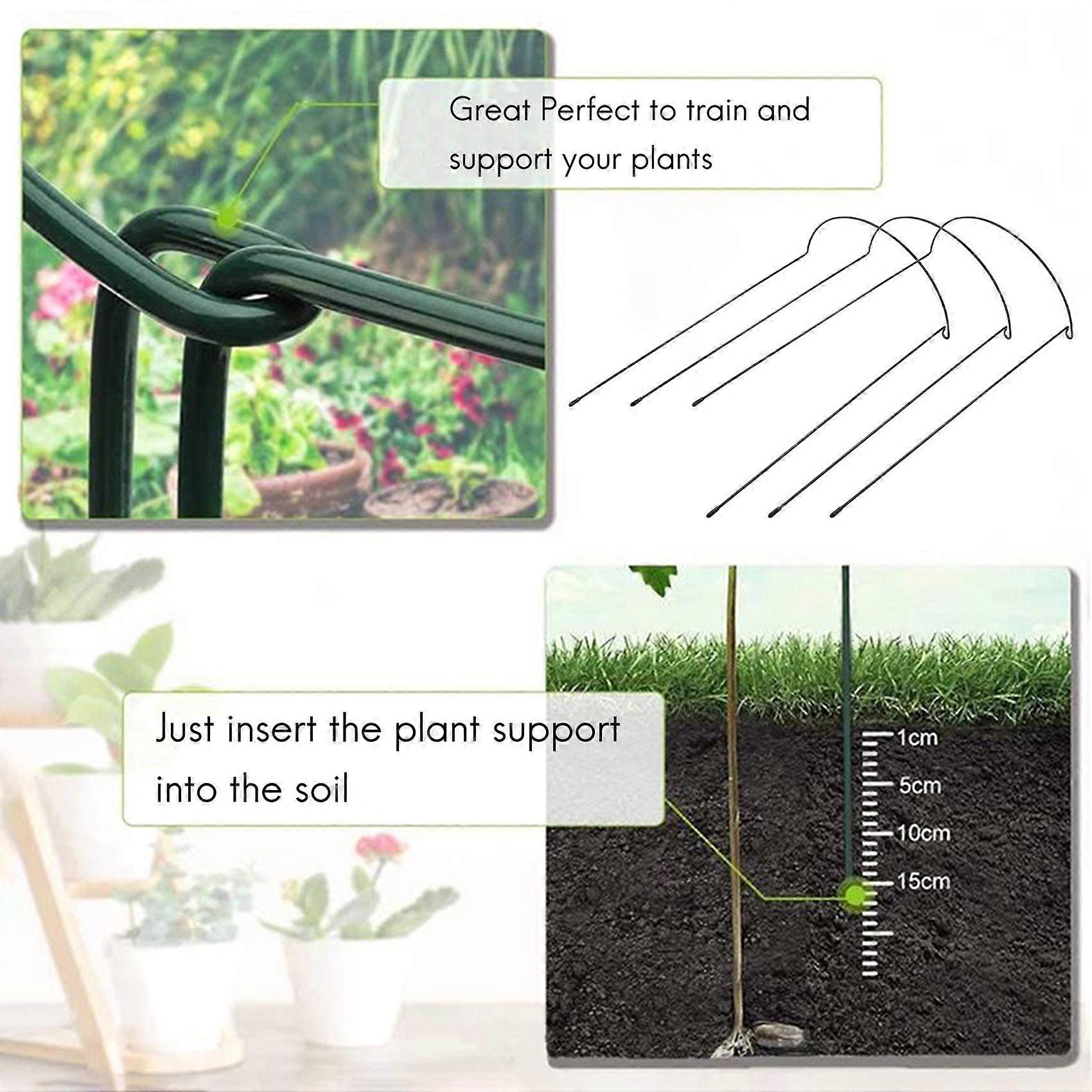 4 Pack Plant Support Stake Metal Garden Plant Stake Green Half Round ...
