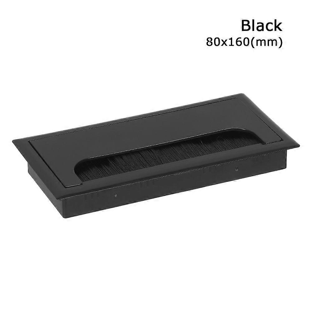 1Pcs Plastic Rectangle Wire Cable Holder Grommet Hole Cover Outlet Port with Black Brush For PC ...