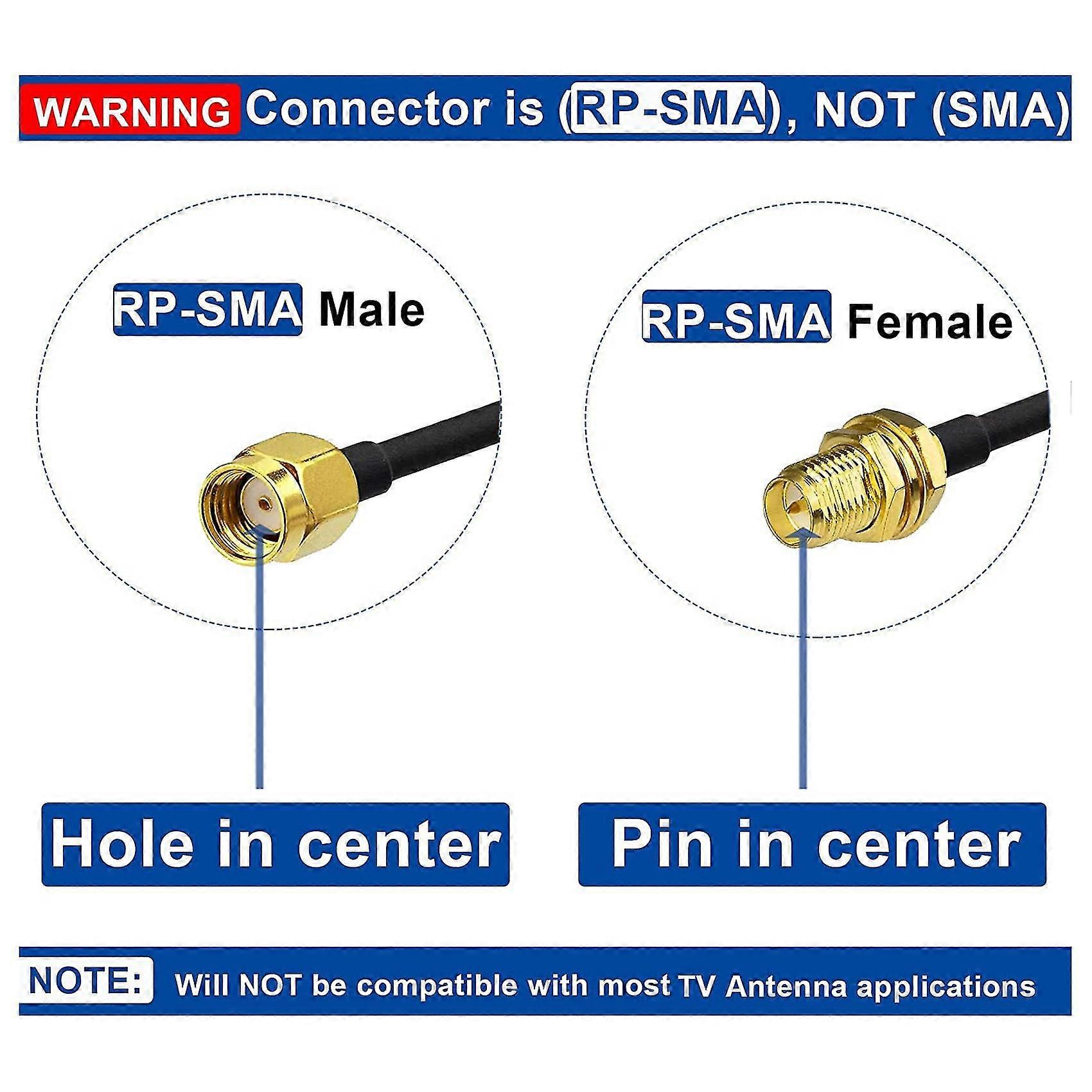 WiFi Antenna Extension Cable 50 Feet RP-SMA Male To RP-SMA Female ...