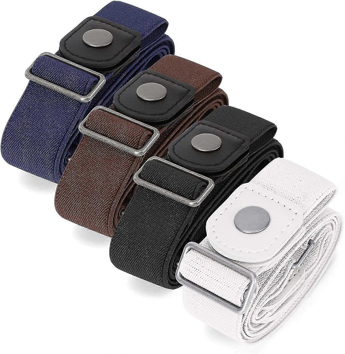 3 Pack / 4 Pack No Buckle Invisible Stretch Belt Buckle-free Elastic ...