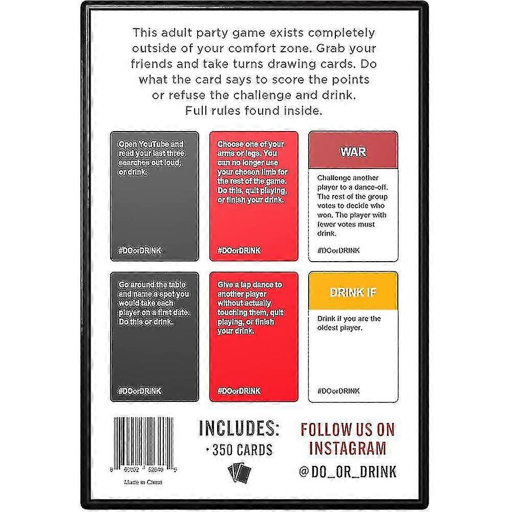 Do Or Drink Win Or Blackout Party Cards Board Game For Camping Parties ...