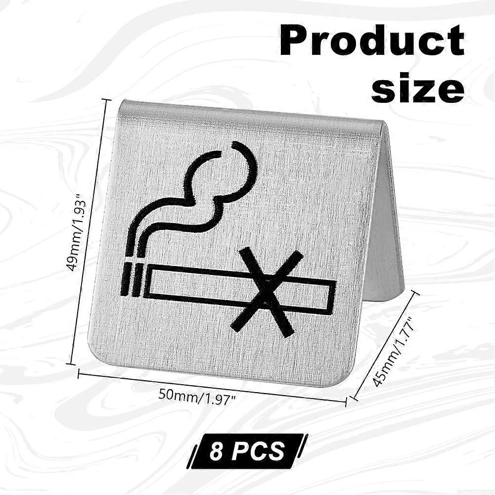 8 Pcs No Smoking Table Sign Stainless Steel Warning Sign No Smoking ...
