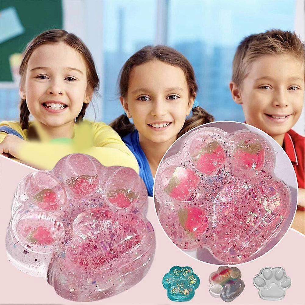 Kawaii Cat Paw Sticky Squeeze Toy Soft Realistic Jelly Glitter Cat's ...