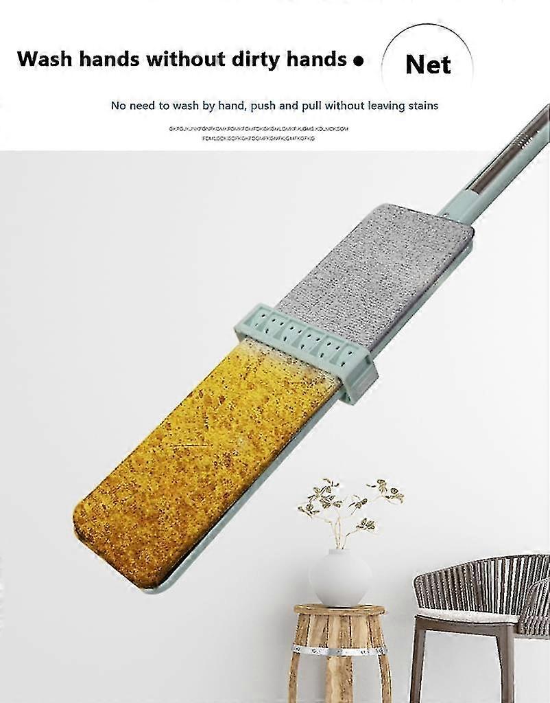Flat Squeeze Mop Free Hand Wash Floor Cleaning Mop Fiber Mop Pad Wet ...