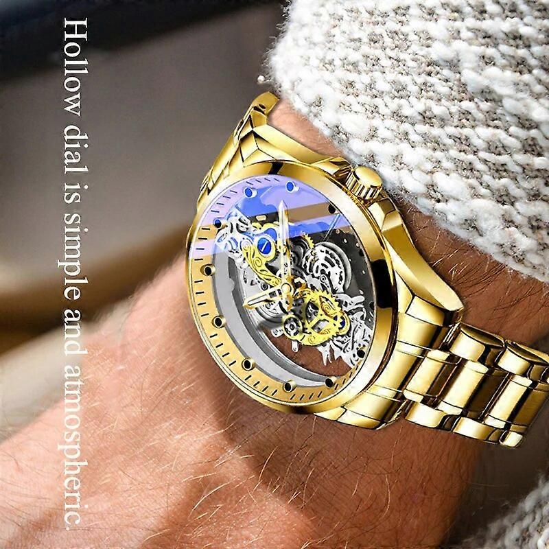 2023 New Men Watch Skeleton Automatic quartz Watch Gold Skeleton ...