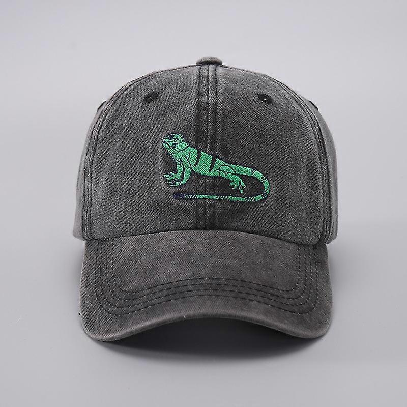 Embroidered lizard baseball cap personality vintage cowboy wash ...