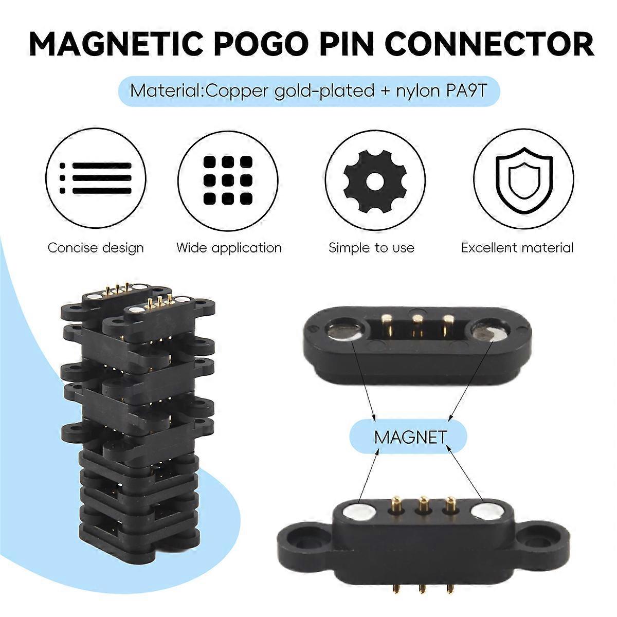 10 Pairs Spring Loaded Magnetic Pogo Pin Connector 3 Positions Magnets ...