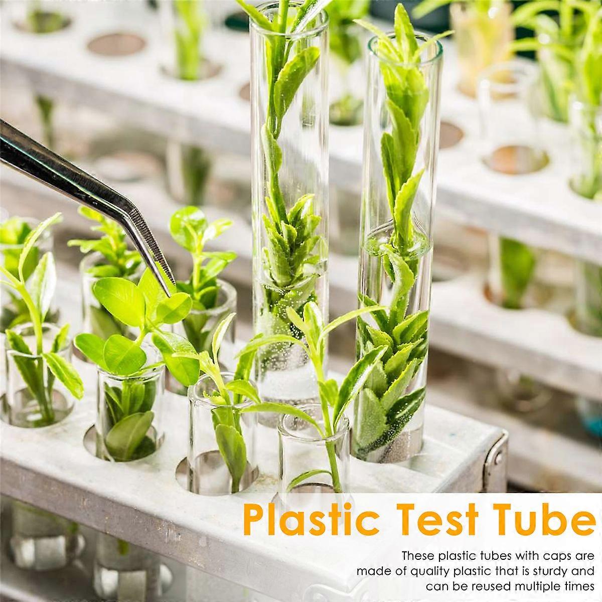 100Pcs 12X100mm parent Laboratory Clear Plastic Test Tubes Vials with ...