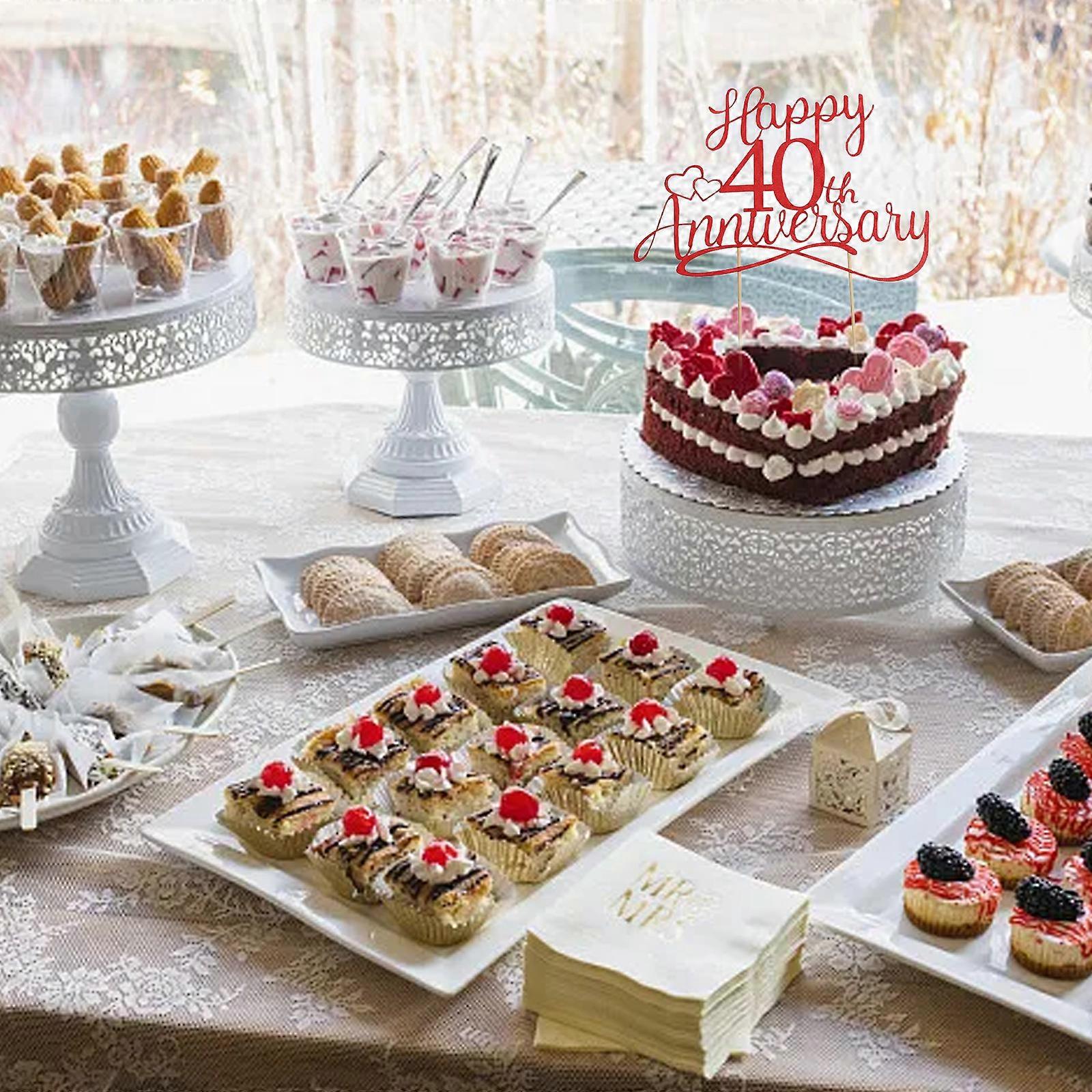 40th Wedding Anniversary Cake Toppers, 1Pcs Ruby Wedding Cake Topper ...