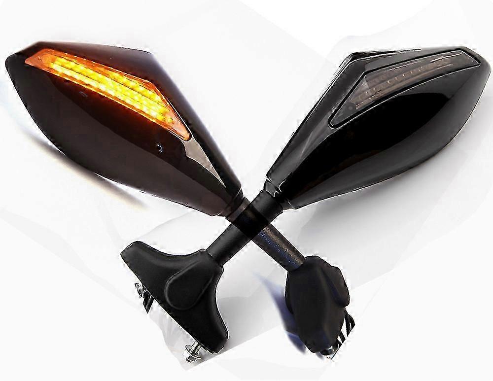 Black Motorcycle Front Back Led Turn Signal Integrated Mirrors For ...