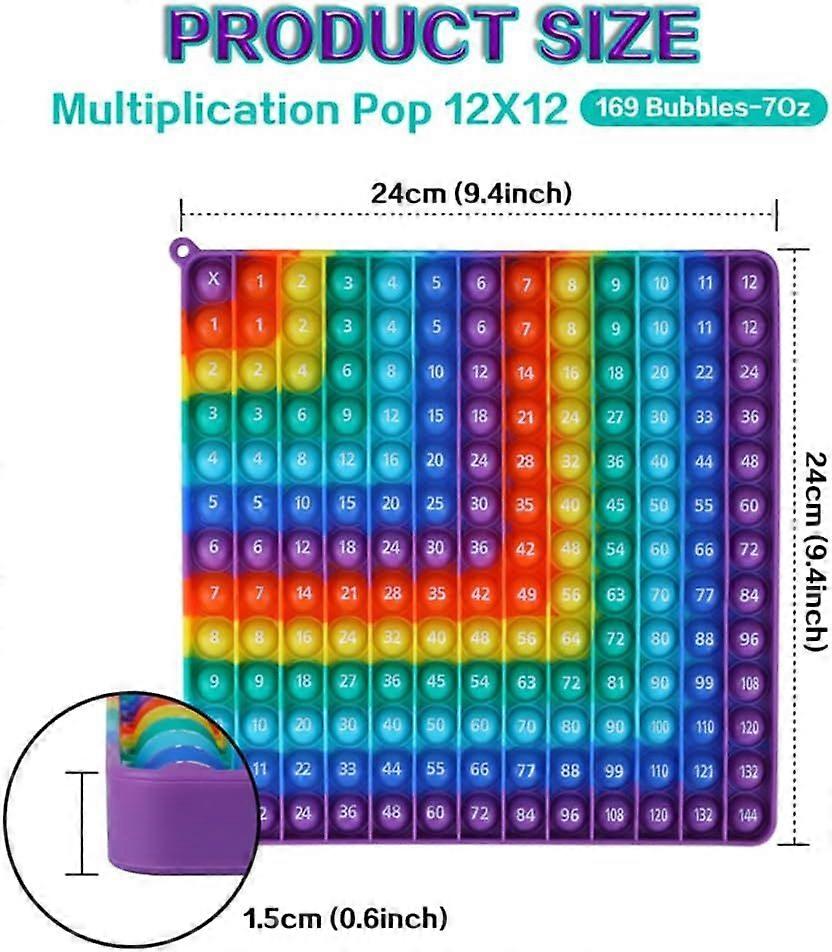 12x12 Multiplication Table Digital P0PP Math Toy, Rainbow Dimple ...