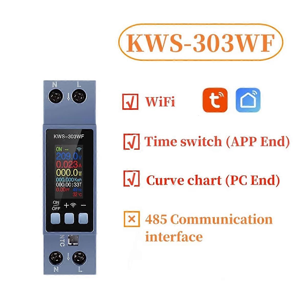 KWS- Tuya WiFi Power Meter 0.96-Inch TFT Two-Phase AC Voltage Current ...