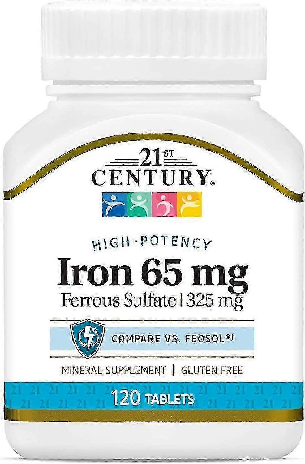21St Century Iron, 65 Mg, Ferrous Sulfate, 325 Mg, Tablets, 120 Ea ...