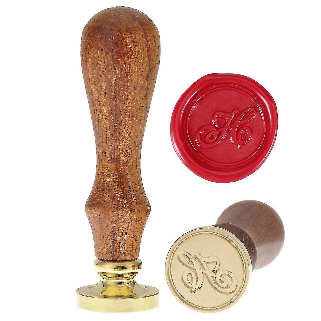 Voks Seal Stempel Vintage Retro Messing Hoved Træ Håndtag Alfabet Brev ...