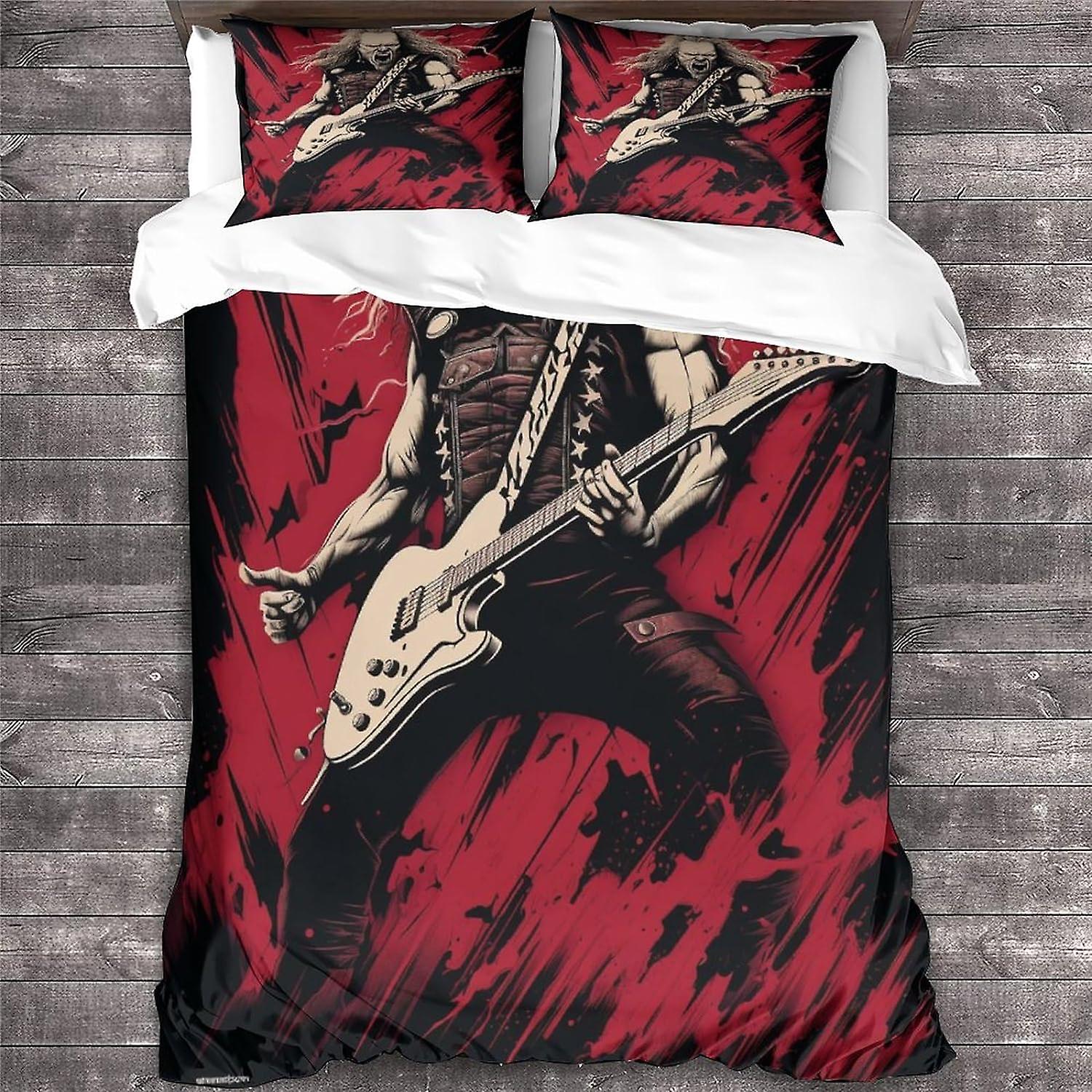 Rock 'n' Roll Duvet Cover Double Skull Pattern Bedding Set Soft ...