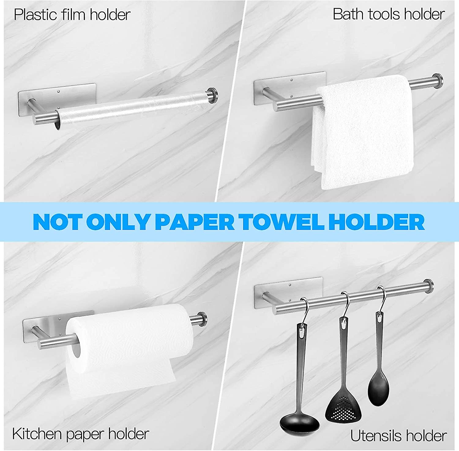 Veeki Paper Towel Rack-Self-Adhesive Or Drilling, Black Paper Towel ...