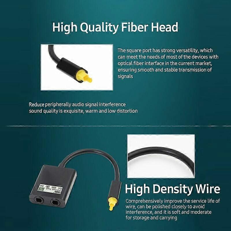 1 to 2 Digital Optical Cable Splitter Audio Adapter Fiber Optic Audio ...