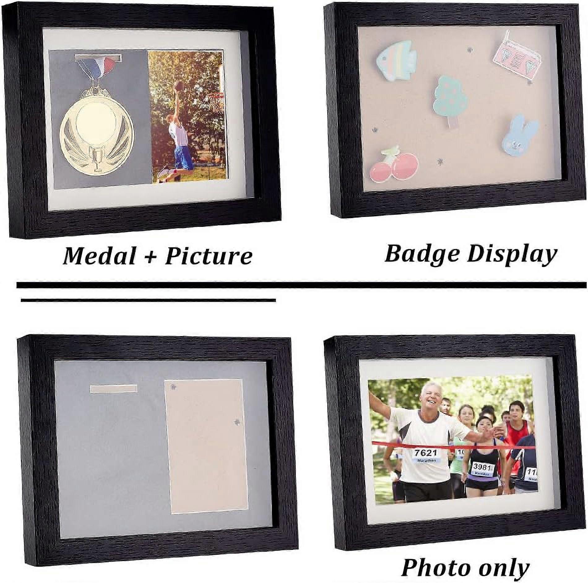Medal Display Shadow Box Black Medal Display Case Natural Wood Photo ...