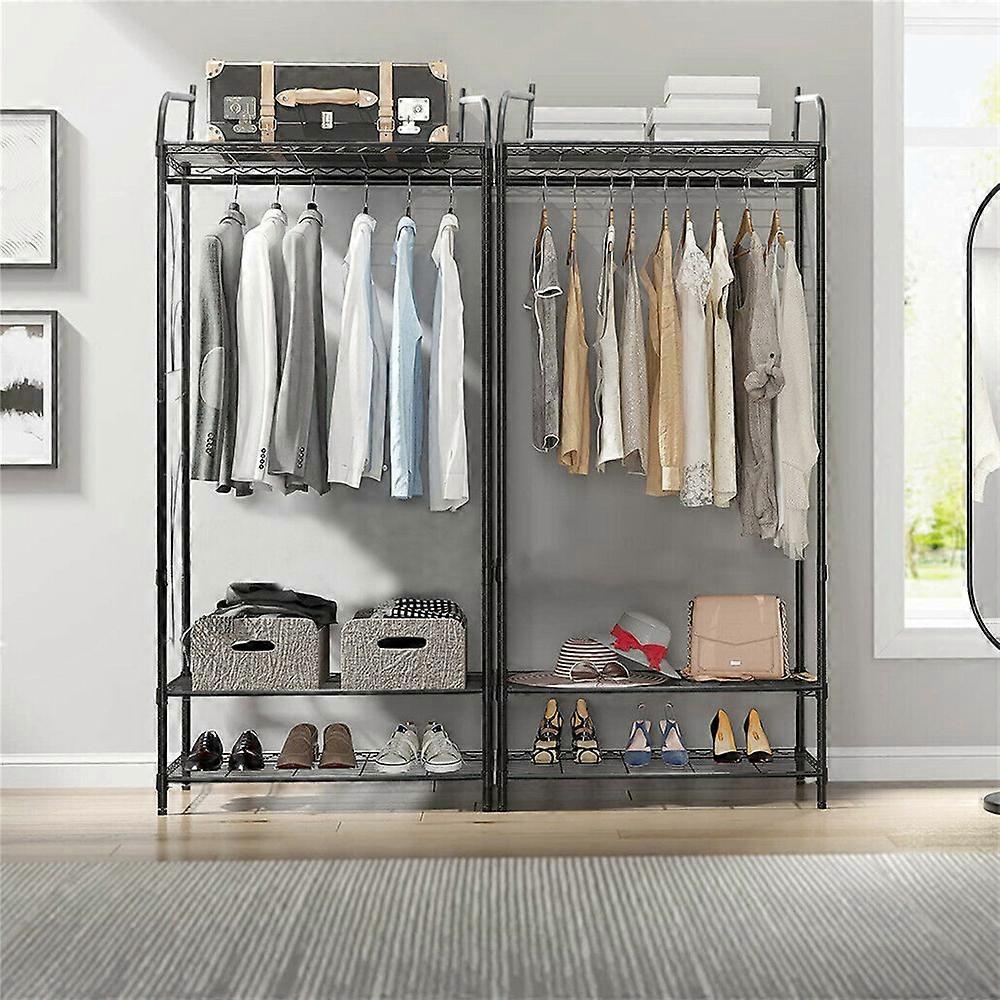 Metal Open Wardrobe Freestanding Garment Rack Bedroom Storage Clothes ...