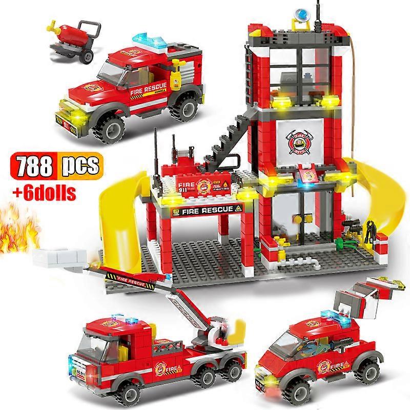 City Coastal Fire Brigade Model Building Blocks Fire Rescue Motorboat ...