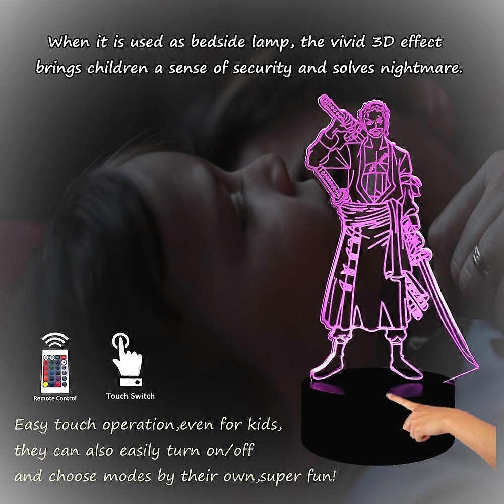 Wekity Roronoa Zoro 7 Colors Changing Table Action Figures Lamp Luffy ...