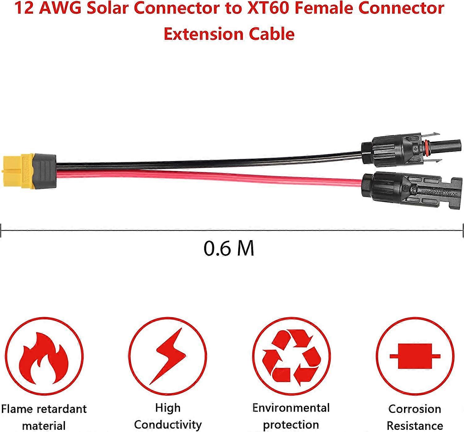12 AWG Solar Panel Cable to XT60 Female for Portable Power Station ...