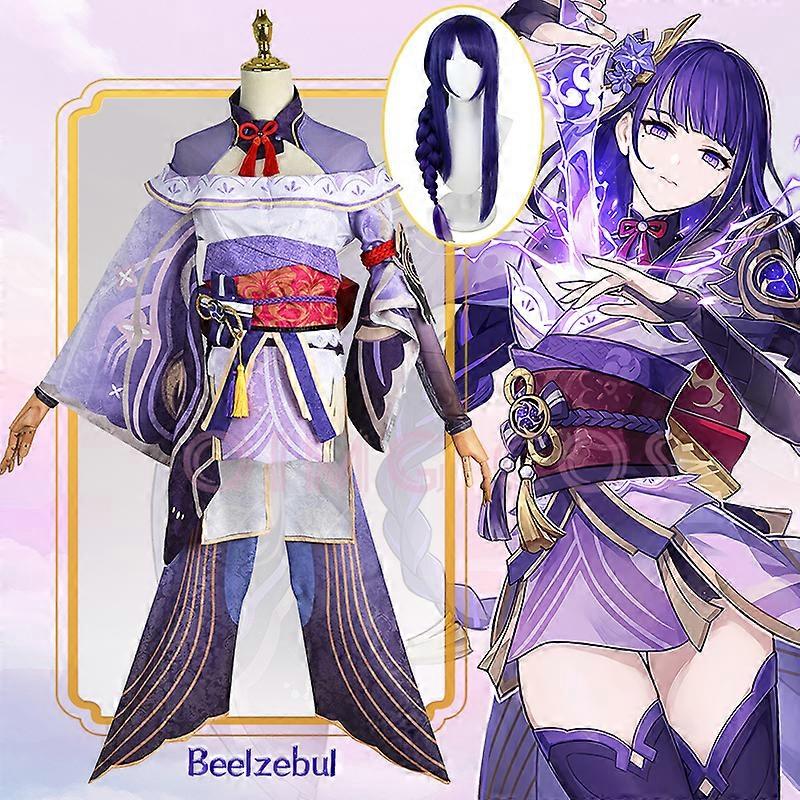 Genshin Impact Raiden Shogun Cosplay Costume Jacquard Fabric Uniform ...