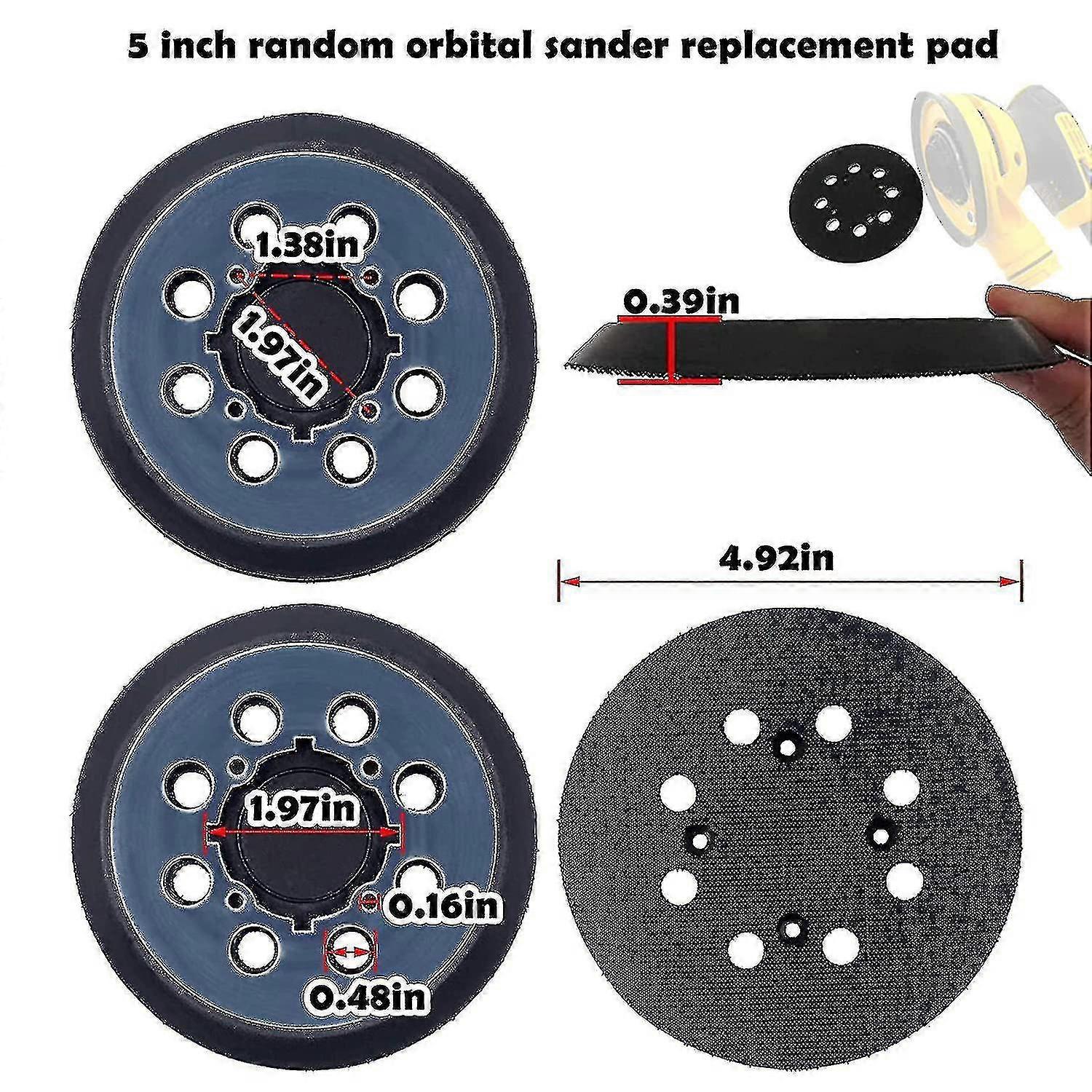 2 Packs For Dewalt Dwe64233 & N329079 Orbital Sander Replacement Pad, 5 ...
