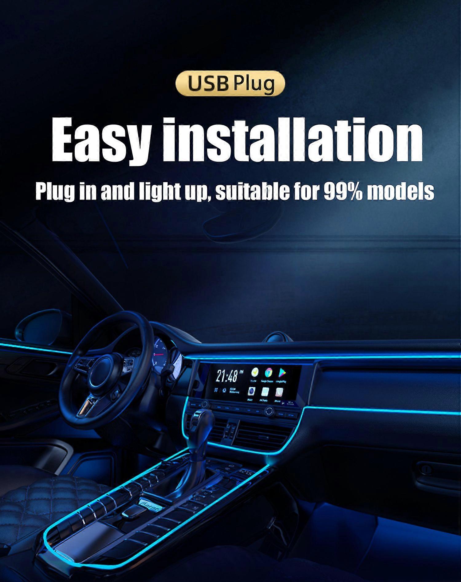 1M/3M/5M LED Neon Car Interior Decorative Lamps Strips USB Drive For ...