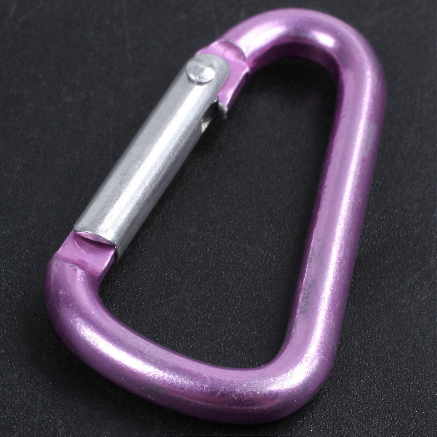 Pink aluminum alloy D-shape spring-loaded gate closure carabiner ...