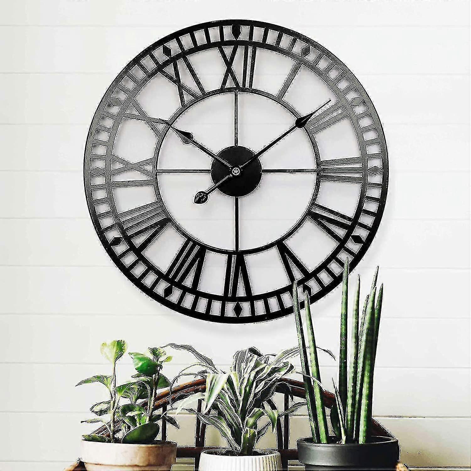2024 Weatherproof Garden Clock Retro Roman Numerals Vintage Simple Iron ...