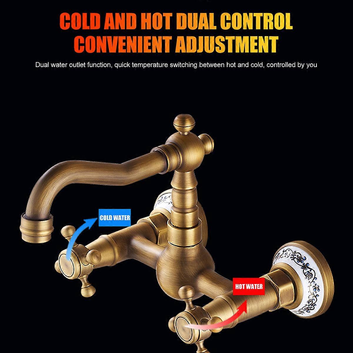 Sleek Design Antique Brass Faucets, Stylish Wall Mounted Tap With 360 ...