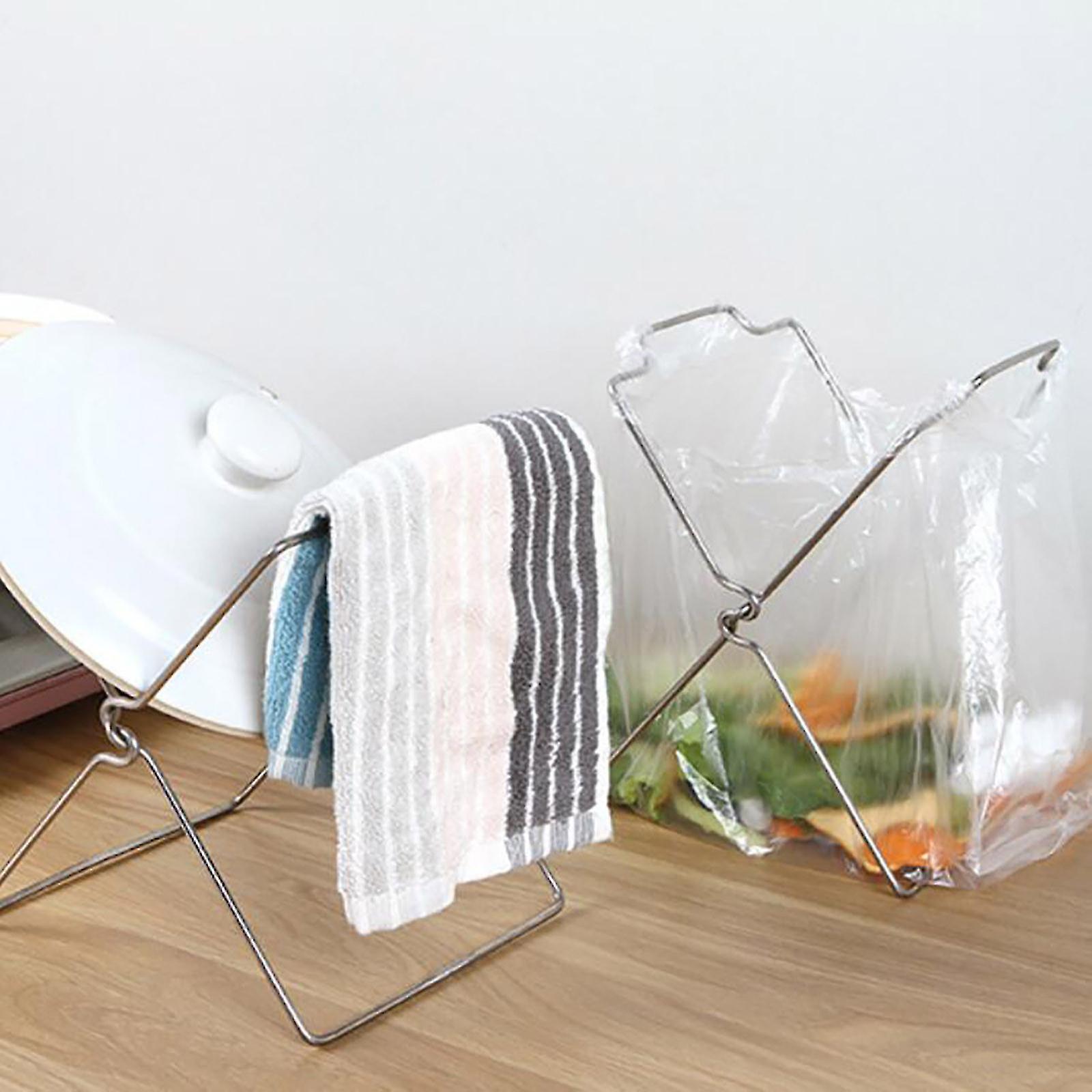 Stainless Steel Kitchen Trash Rack Foldable Storage Rack Trash Can ...