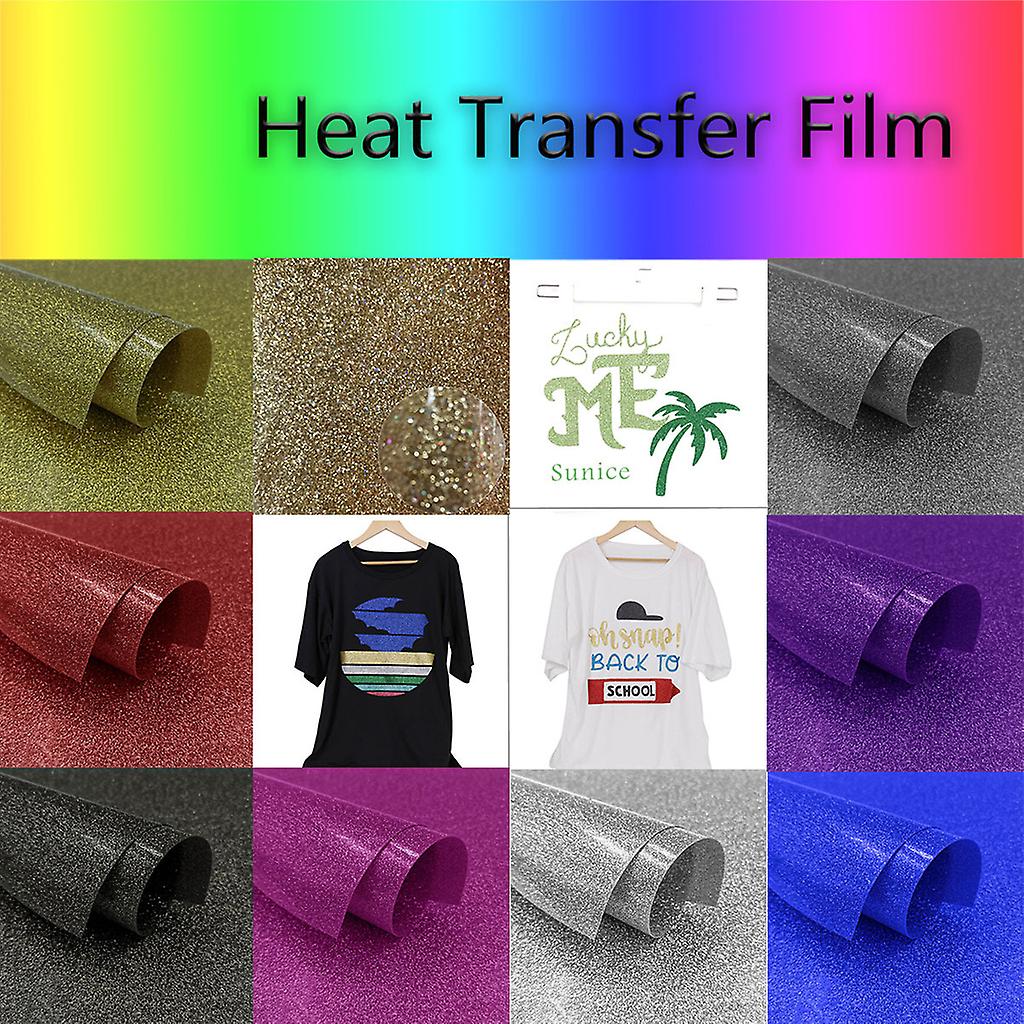 Diy Glitter Heat Transfer Vinyl Htv Printing Sheet Permanent Adhesive T ...