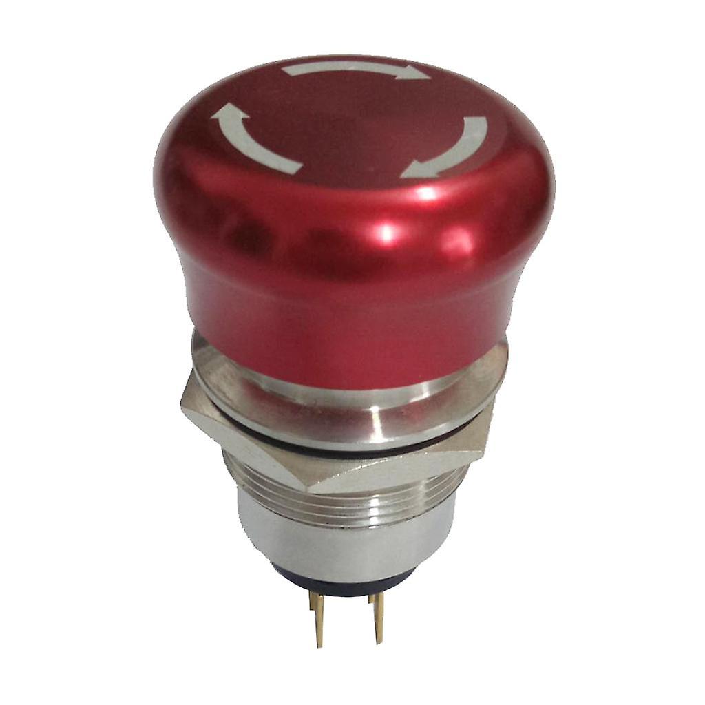 Ac 220v 5a 19mm Red Mushroom Cap Emergency Stop Push Button Switch 2no ...