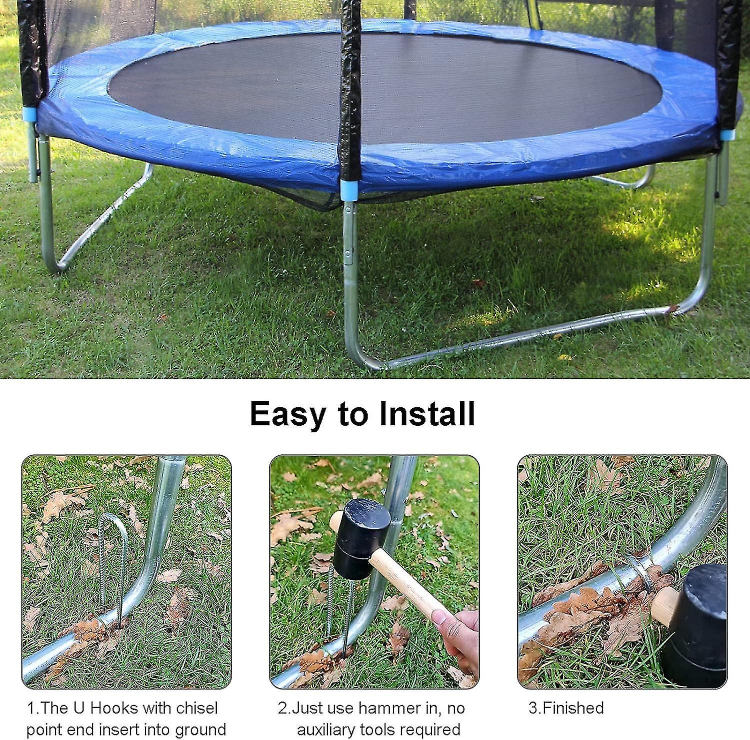 Ground Stakes, 4 Pack 12 Inch U Shaped Trampoline Pegs, Heavy Duty ...